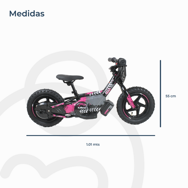 Bicicleta Moto Eléctrica E-Bike BeRide Aro 12 Rosada — Bebesit