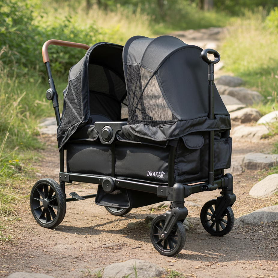 Coche y Carro de Paseo Doble Wagon Drakar Negro — Bebesit